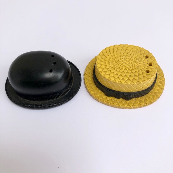 Vintage | Kitchen | Vintage Derby Hat And Straw Hat Salt N Pepper ...